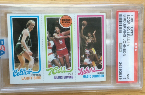 1980 Topps Magic Johnson Rookie Card Larry Bird RC Julius Erving PSA 7 ...