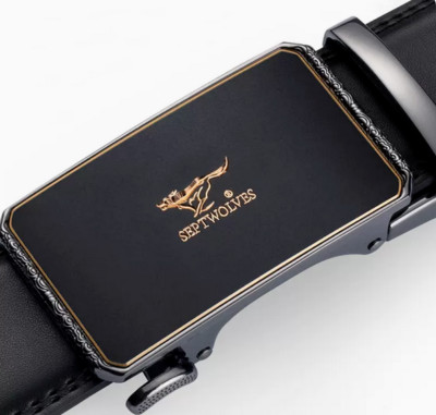 Septwolves Men women waist belt cow leather Auto lock Buckle black ...