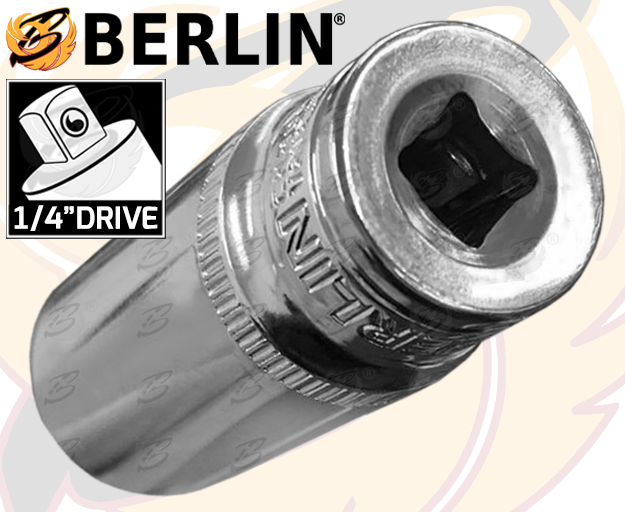 BERLIN 1/4" Drive Socket Set DEEP & SHALLOW Single Hex Drive Long Reach ...