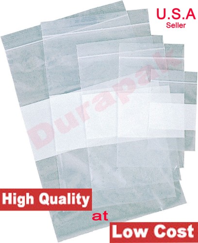 1000 3X5 Zip Reclosable Zipper Lock Seal Bags 2 Mil W / Writing Block ...