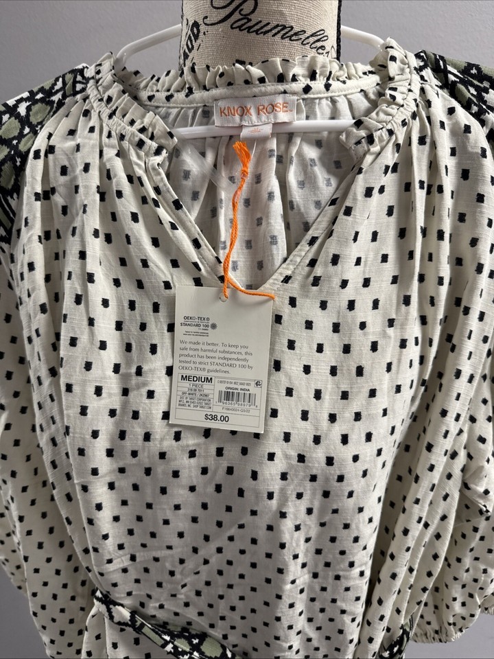 Women’s 3/4 Sleeve A- Line Dress - Knox Rose Cream Polka Dots Size ...