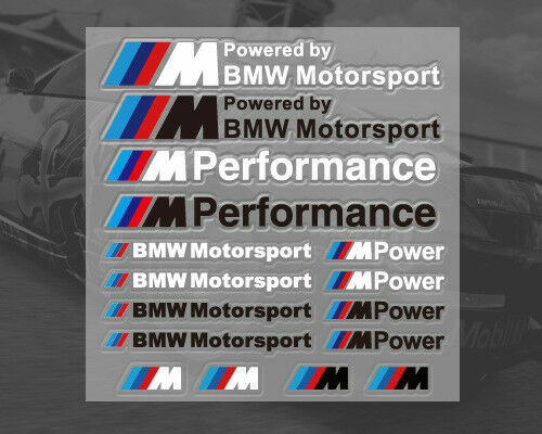 Vinyl decals for BMW Motorsport M Sport M Power (1 sheet 16 stickers ...