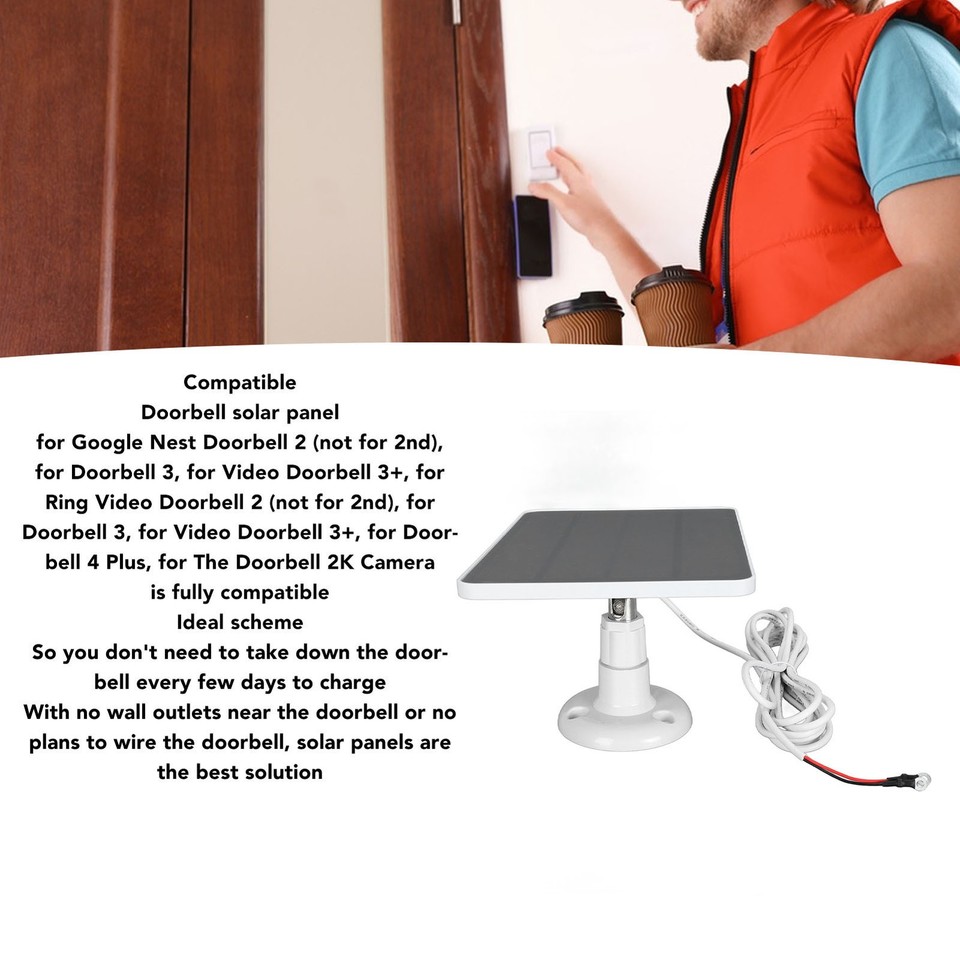 Easy Install 10W Solar Panel with 360 Adjustable Stand for Doorbells ...