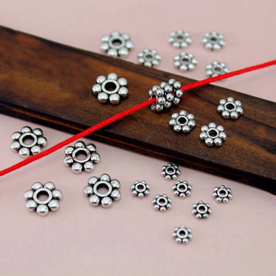 200 Pcs Metal Disc Bead Flower Spacer Silver Spacers for Jewelry Making ...
