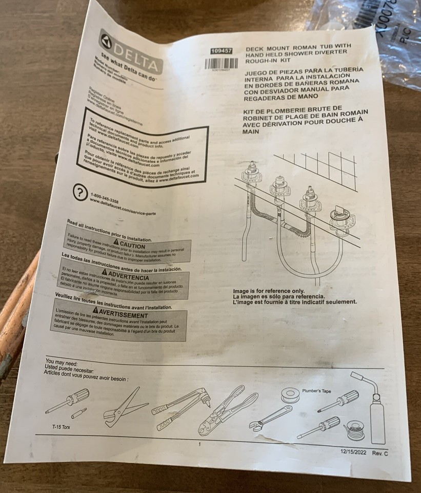 DELTA FAUCET R2707-MF Deck Mount Roman Tub Rough In Kit - Pex Fittings ...