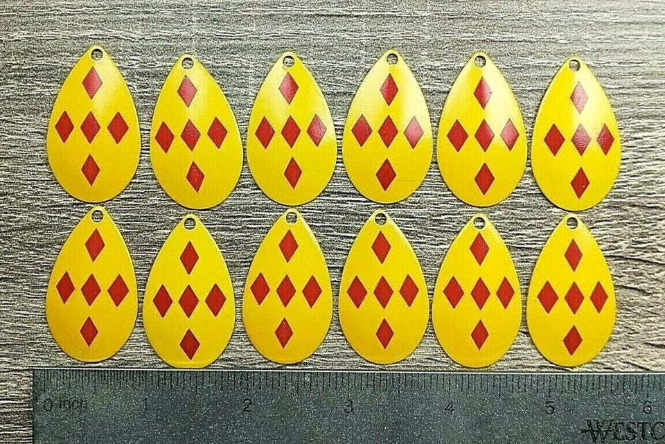 Indiana Spinner Blades Size 6 Mustard and Red Diamonds -12 pack | eBay