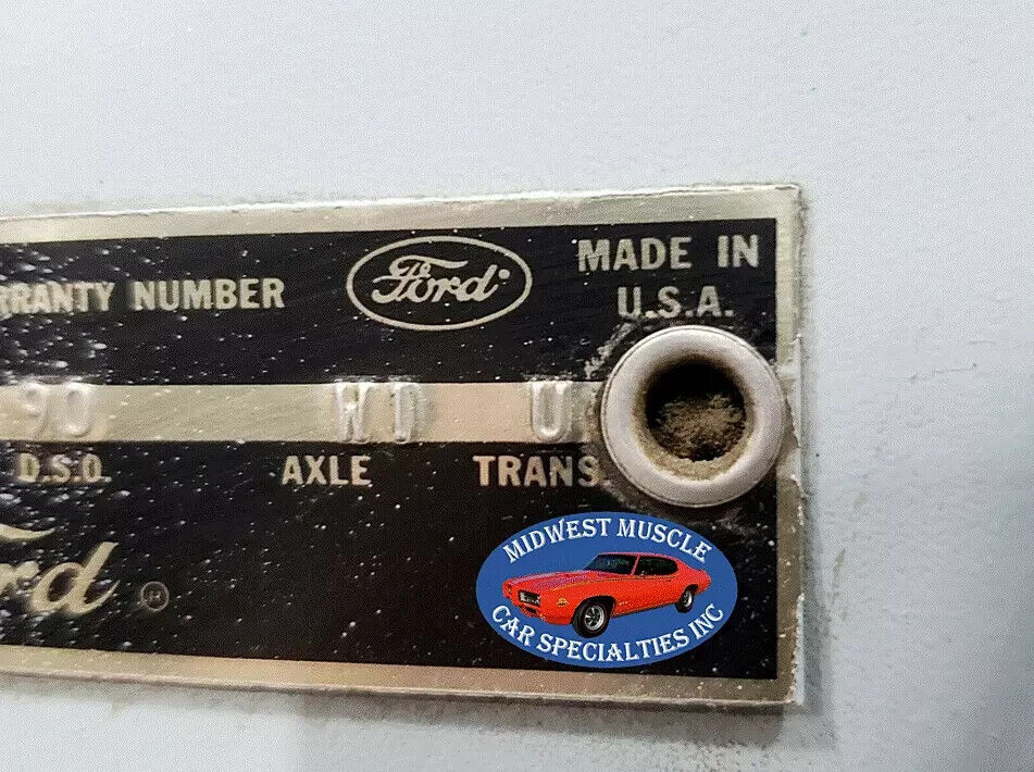 Data Plate Tag Rivets Firewall Cowl Factory Correct With Instructions ...