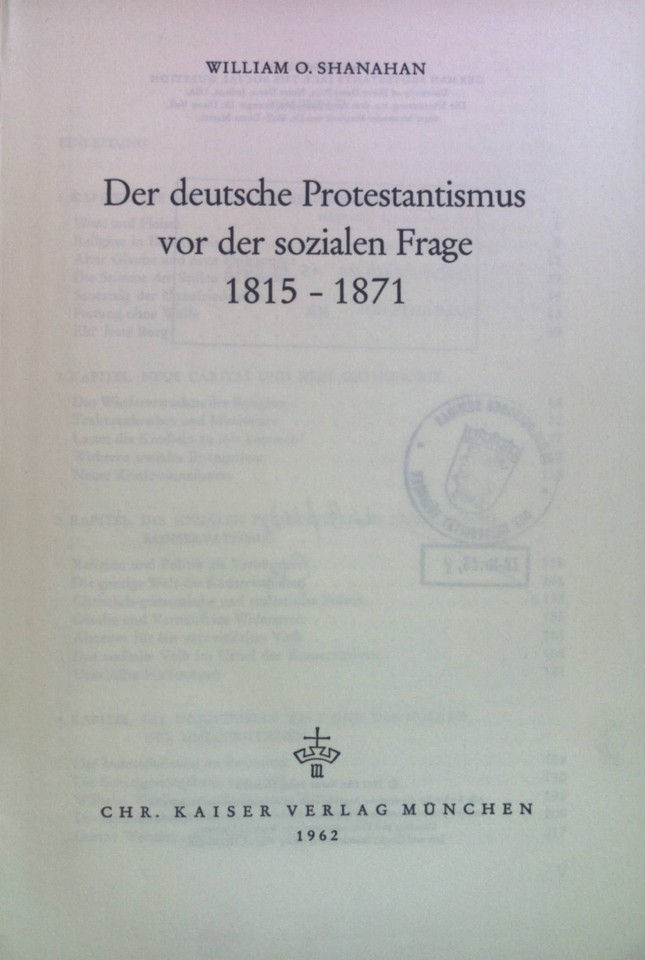 Der deutsche Protestantismus vor der sozialen Frage 1815 - 1871 ...