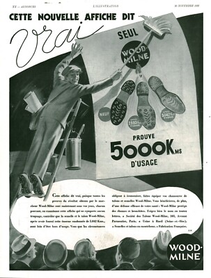 Publicité ancienne talons et semelles Wood-Milne 1935 issue de magazine ...
