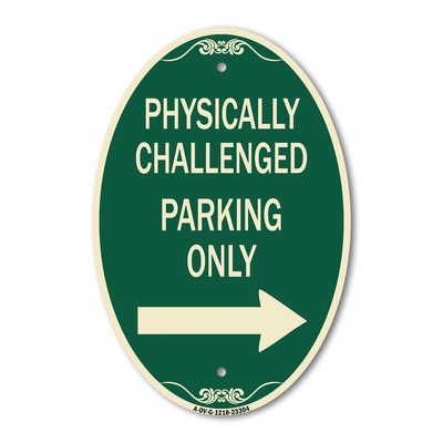 Physically Challenged Parking Only (With Left Arrow) 12" x 18" Aluminum ...