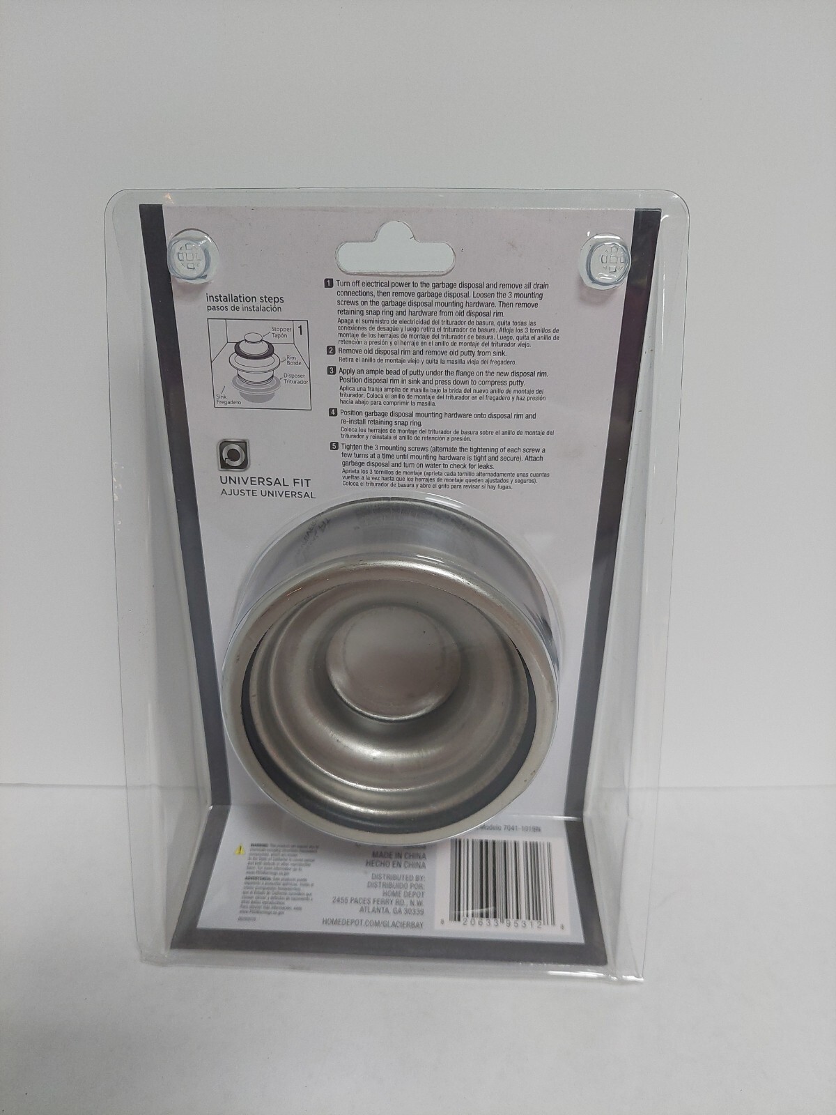 GLACIER BAY 1001966397 GARBAGE DISPOSAL RIM & STOPPER-BRUSHED NICKEL ...