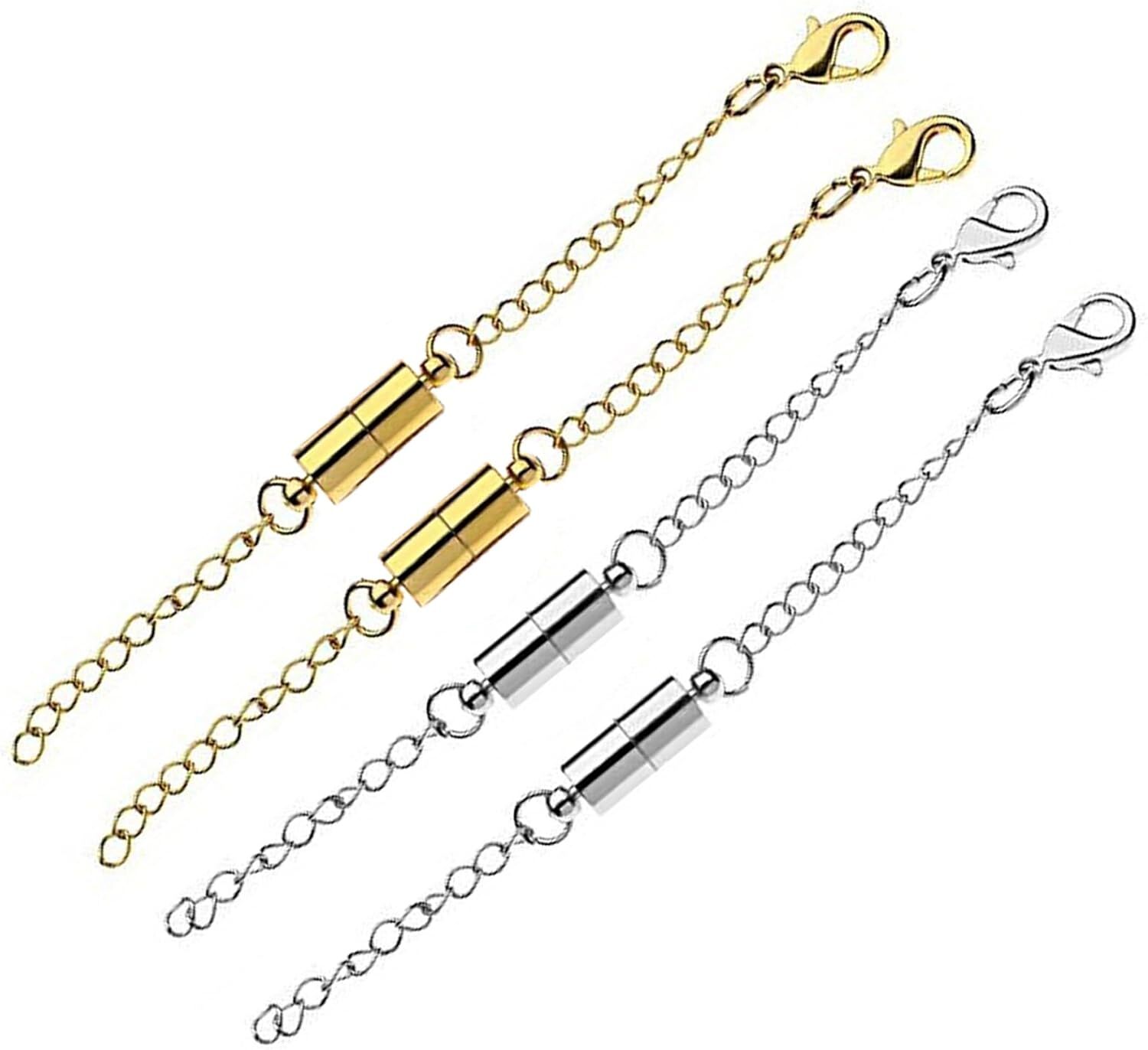 4 Pcs Magnetic Necklace Extenders Adjustable Chain with Clasps Closures ...