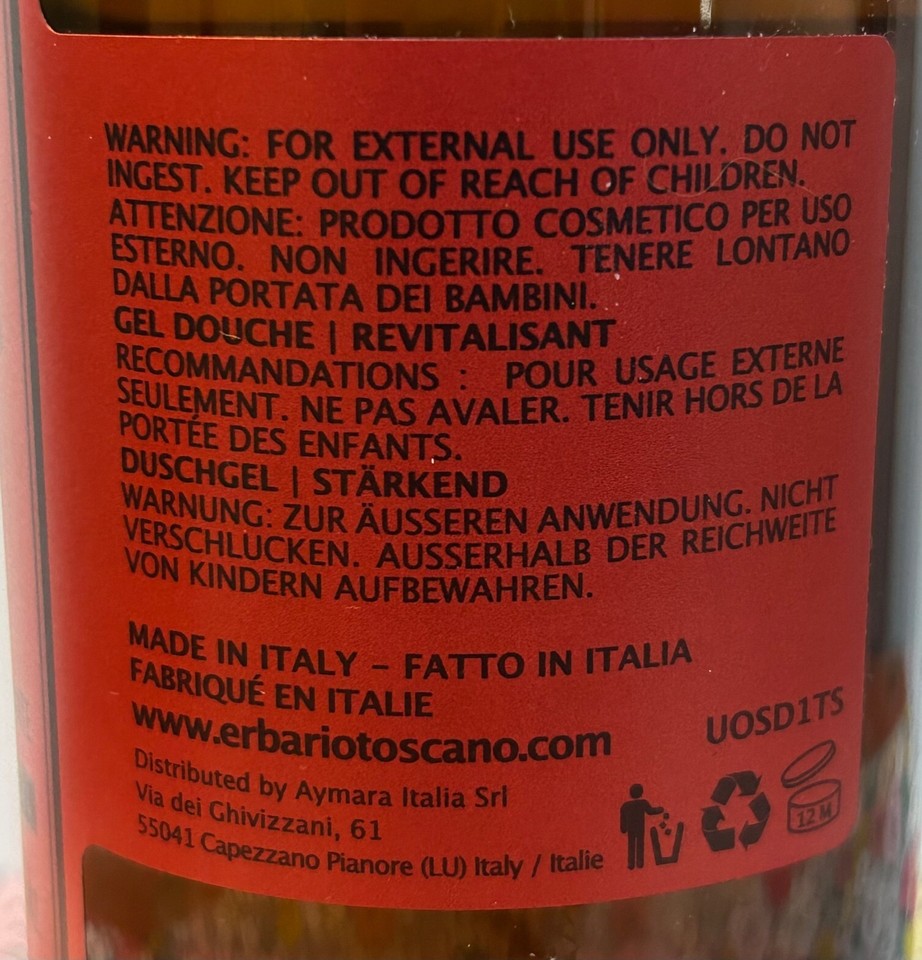 ERBARIO TOSCANO - TUSCAN SPICES - INVIGORATING SHOWER GEL 33.8oz ITALY ...