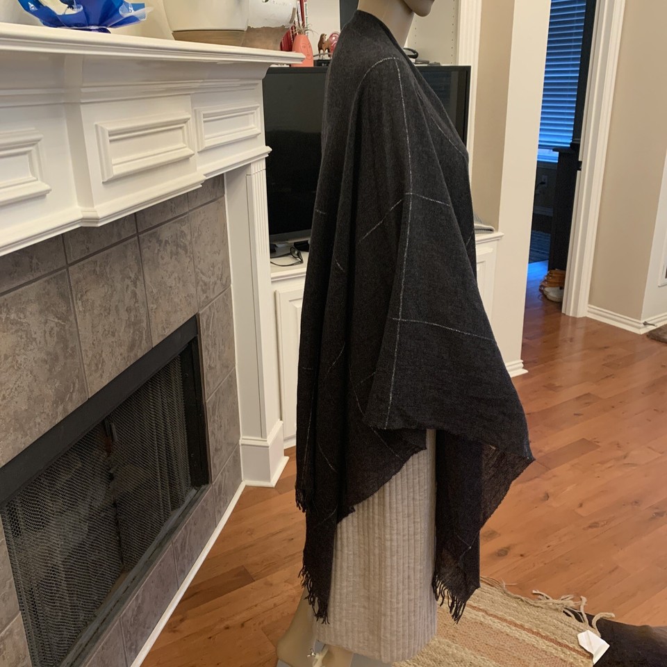 NWT Eileen Fisher Charcoal Virgin Wool Serape OS/TU MSRP$178 | eBay