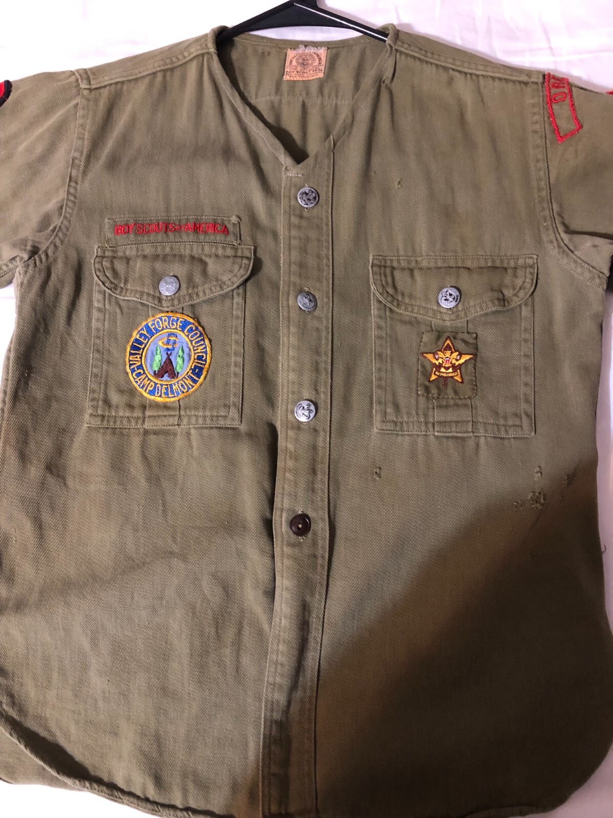 Vintage BSA Boy Scout uniform 1940s or 50's short sleeve patches metal ...