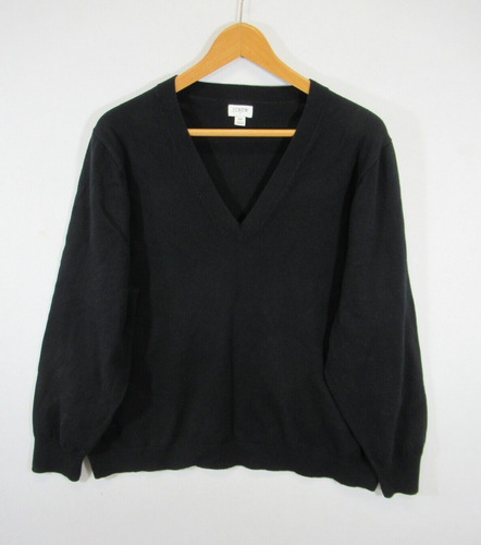 J Crew V-Neck Sweater Women Plus Size 3X Solid Black Pullover Cotton ...