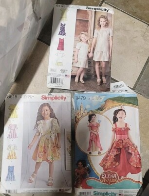 Lot of 3 - Girl's Dresses Simplicity 8618, 8479 & 8183 Uncut Patterns 3 ...