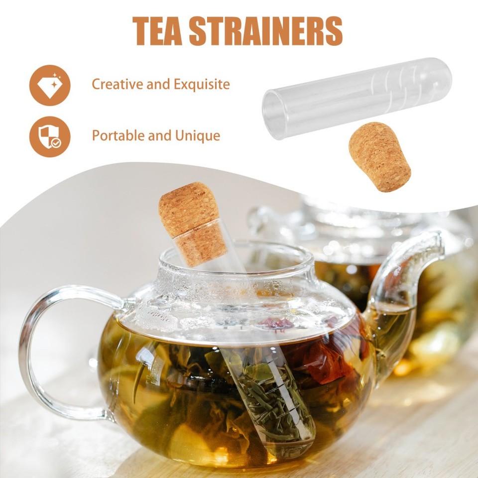 Test Tube Shape Tea Strainer Glass Infuser Portable Leak-proof Pot ...