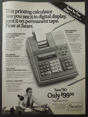 1978 SEARS Digital Printing Calculator Magazine Ad | eBay