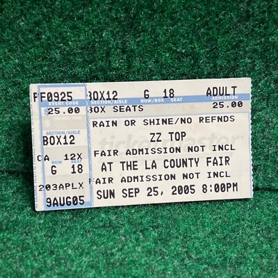 ZZ TOP Concert Ticket - LOS ANGELES COUNTY FAIR California - September ...