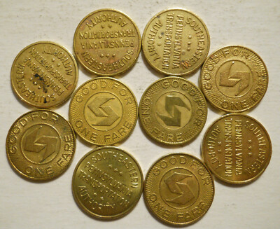 Lot of 10 SEPTA (Philadelphia, Pennsylvania) transit tokens - PA750AX ...
