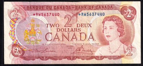 Canada 1974 $2 Two Dollar Replacement Banknote Lawson - Bouey *RW ...