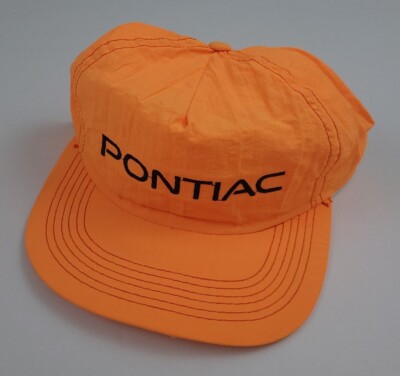 Vintage 90s Pontiac Hat Bright Orange Nylon USA Made Racing Sport ...