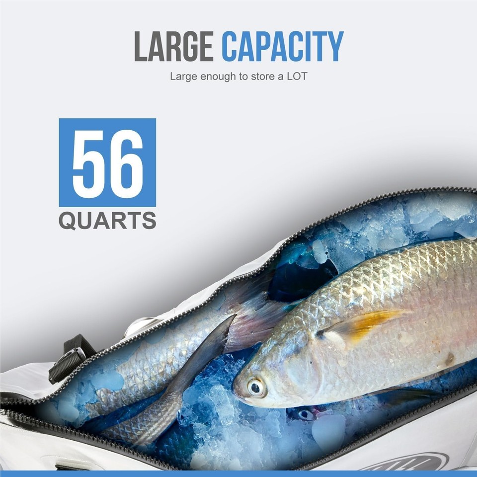 Gusseted Insulated Cooler Fish Bag - Zipper Waterproof Nylon Fish ...