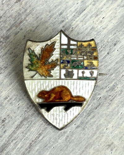 Sterling Silver Canadian Shield Pin Beaver Maple Leaf Enamel | eBay