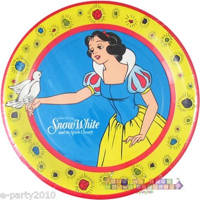 SNOW WHITE LARGE PAPER PLATES (8) ~ Vintage Birthday Party Supplies ...