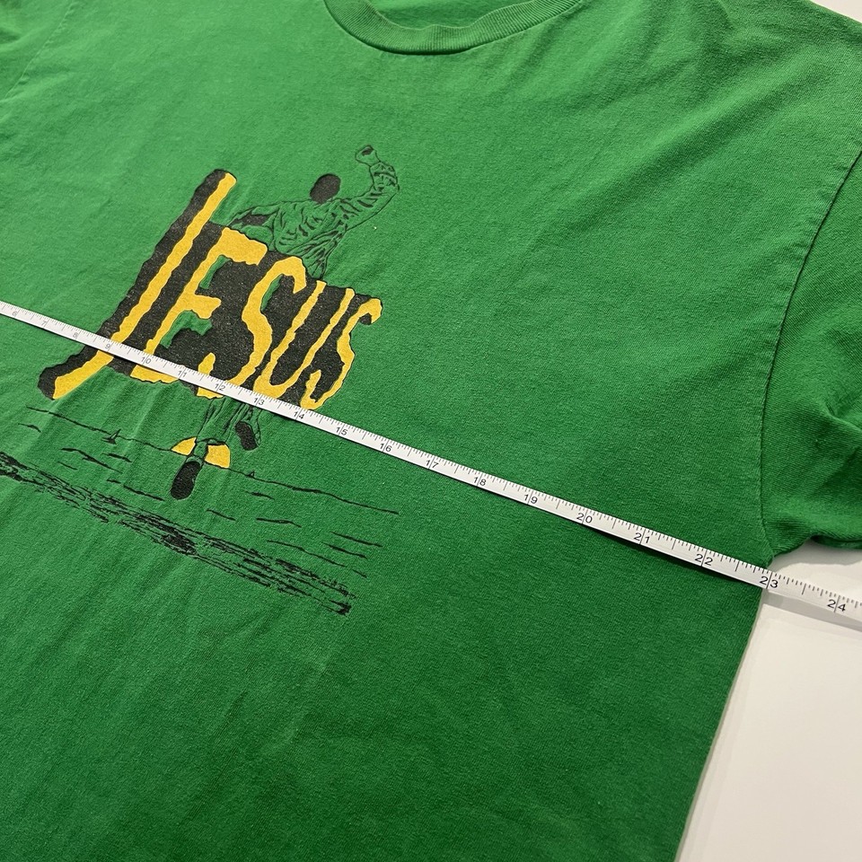 Vintage Jesus Men’s Tee 90s Y2K Big Puff Print XL AAA Green Yellow ...