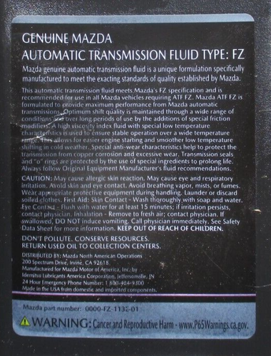 MAZDA GENUINE ATF-FZ AUTOMATIC TRANSMISSION FLUID 0000-FZ-113E-01 | eBay