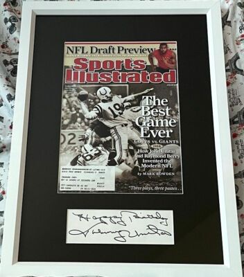 Johnny Unitas autograph framed with Colts SI cover inscribed Happy ...