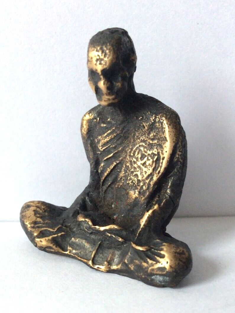 Thai Antique Bronze Buddha Luang Phor Guay Bonze Monk Siam Sacré ...