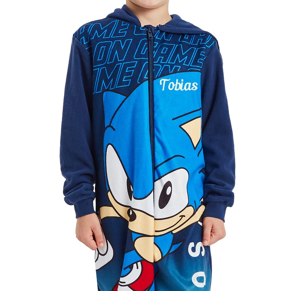 Boys Sonic the Hedgehog Personalised All in One Pyjamas Gamer Gaming ...