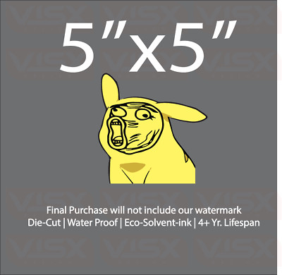 Pikachu Troll Face Meme Bumper Sticker Funny Vinyl Decal Pokemon Go LOL ...