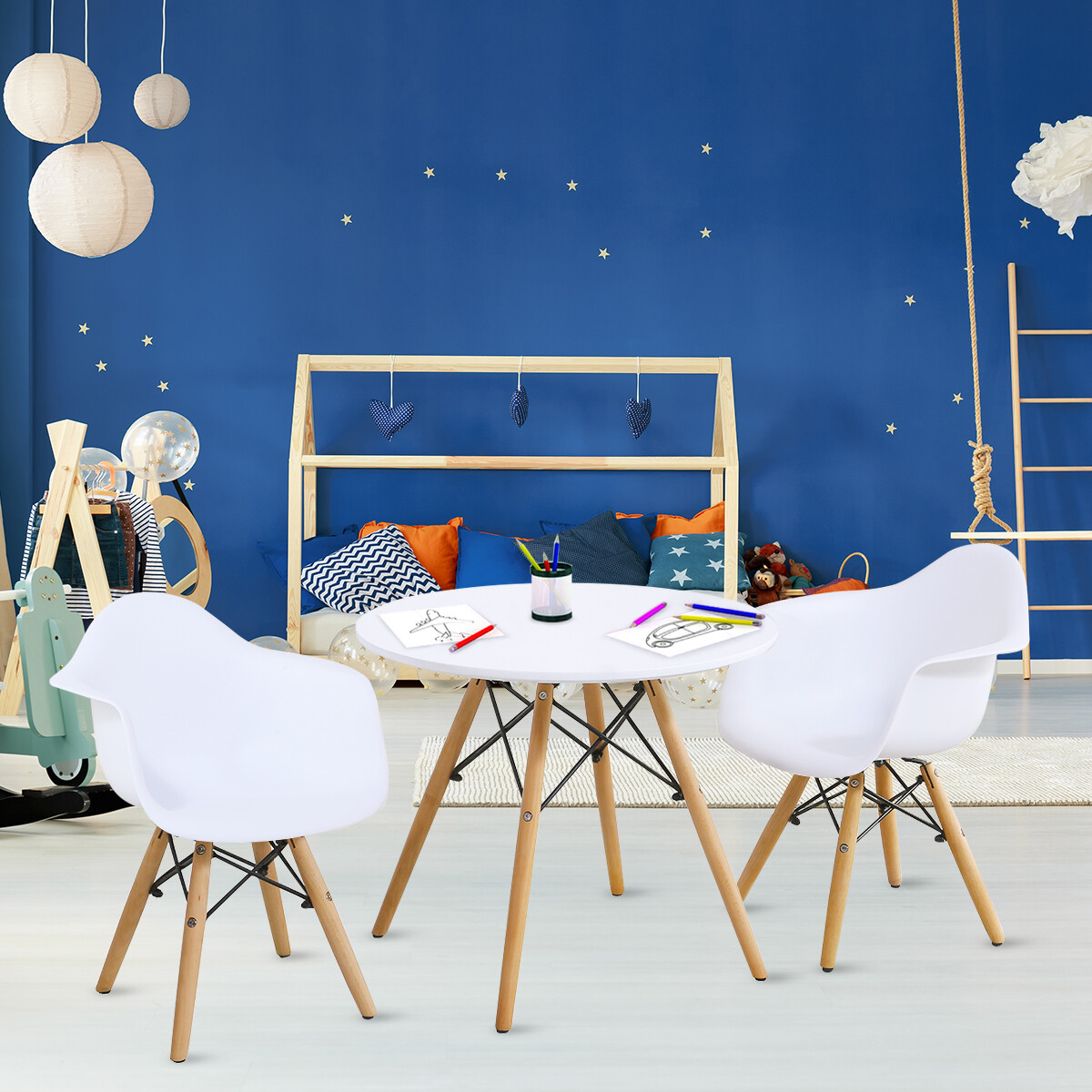 Kids Round Folding Table And Chairs