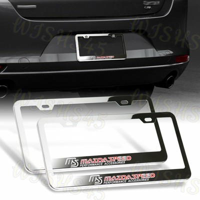 X2 JDM MAZDASPEED Chrome Stainless License Plate Frame For Mazda 3 6 ...