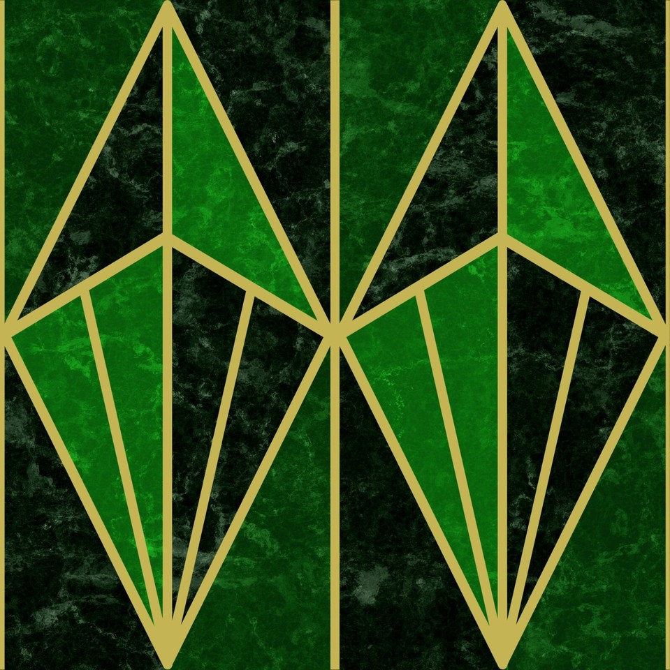 25pcs Green gold mosaic TILE STICKERS TRANSFERS bathroom kitchen peel ...