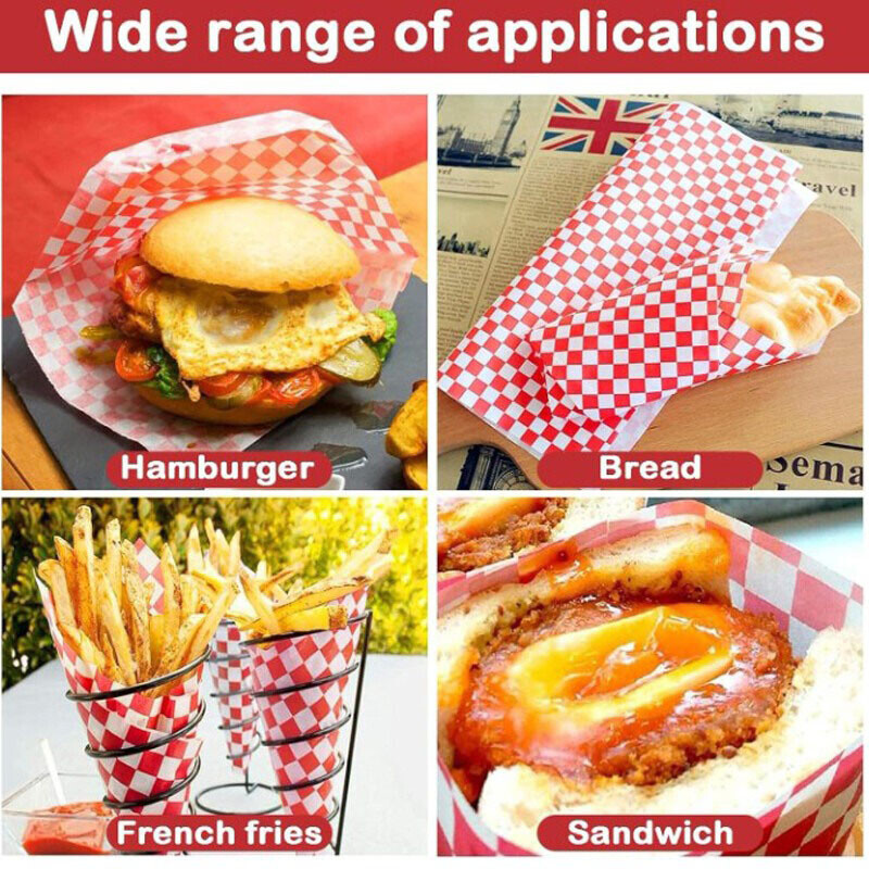 100PCS Greaseproof Sandwich Wrapping Sheets Oil Proof Papers for Burger ...
