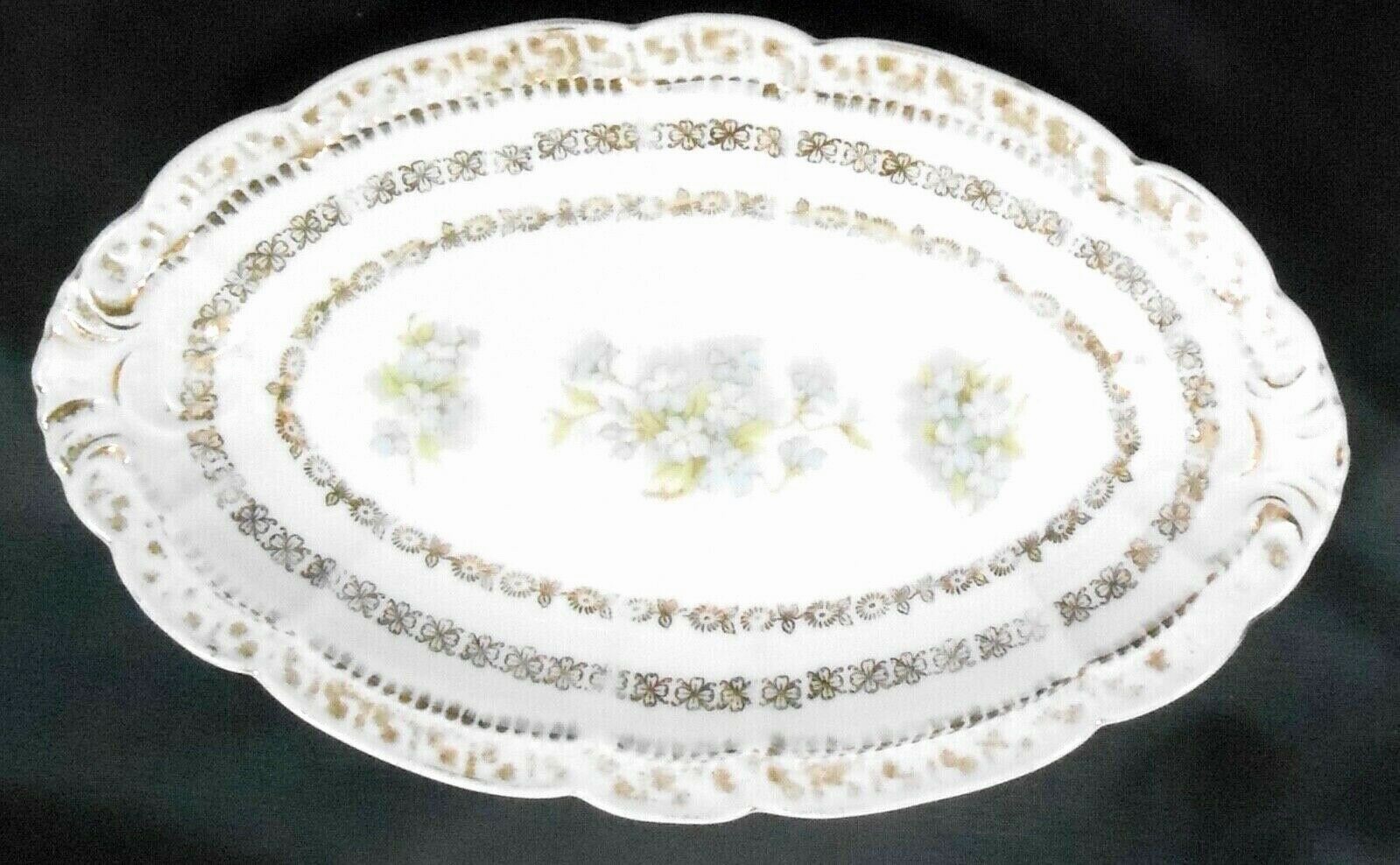Vintage Punch Zeh Scherzer Z&S Co Bavaria Oval Plate Gold Trim Blue ...