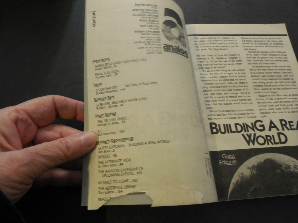 Analog Science Fiction Mar 1 1982, Ben Bova, Alison Tellure ID:30243 | eBay