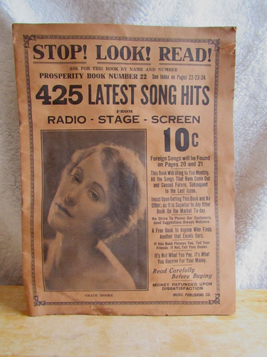 Vtg 1935 Stop! Look! Read 425 Old Song Hits PROSPERITY BOOK 22 Cover ...