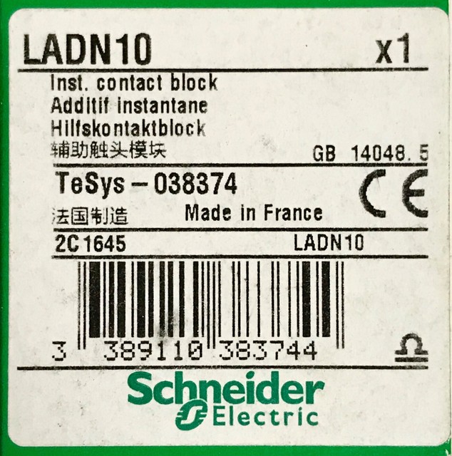 Schneider Electric LADN10 No Auxiliary Contact Block TeSys 038374 for ...
