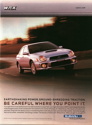 2003 PRINT AD - SUBARU - SUBARU WRX CAR AD - EARTH SHAKING POWER GREAT ...