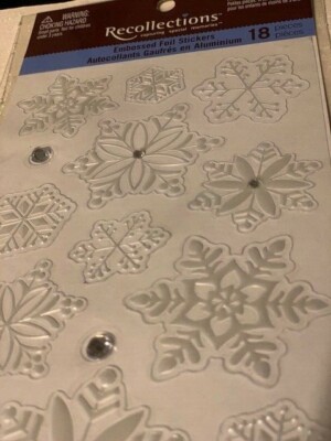 RECOLLECTIONS 3D STICKERS CHRISTMAS EMBOSSED FOIL SNOWFLAKES STICKERS ...