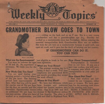 Weekly Topics - Los Angeles Railway - September 6, 1943 - Small Weekly ...
