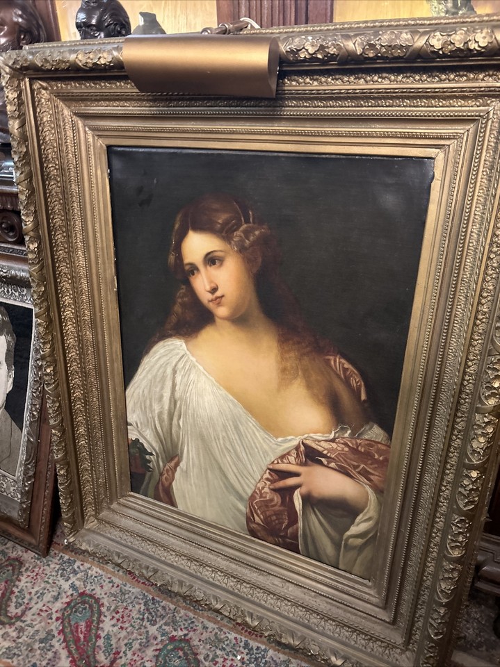 Original Period Large Guilded Carved wood Frame Oil on Canvas Painting, 19 c. | eBay