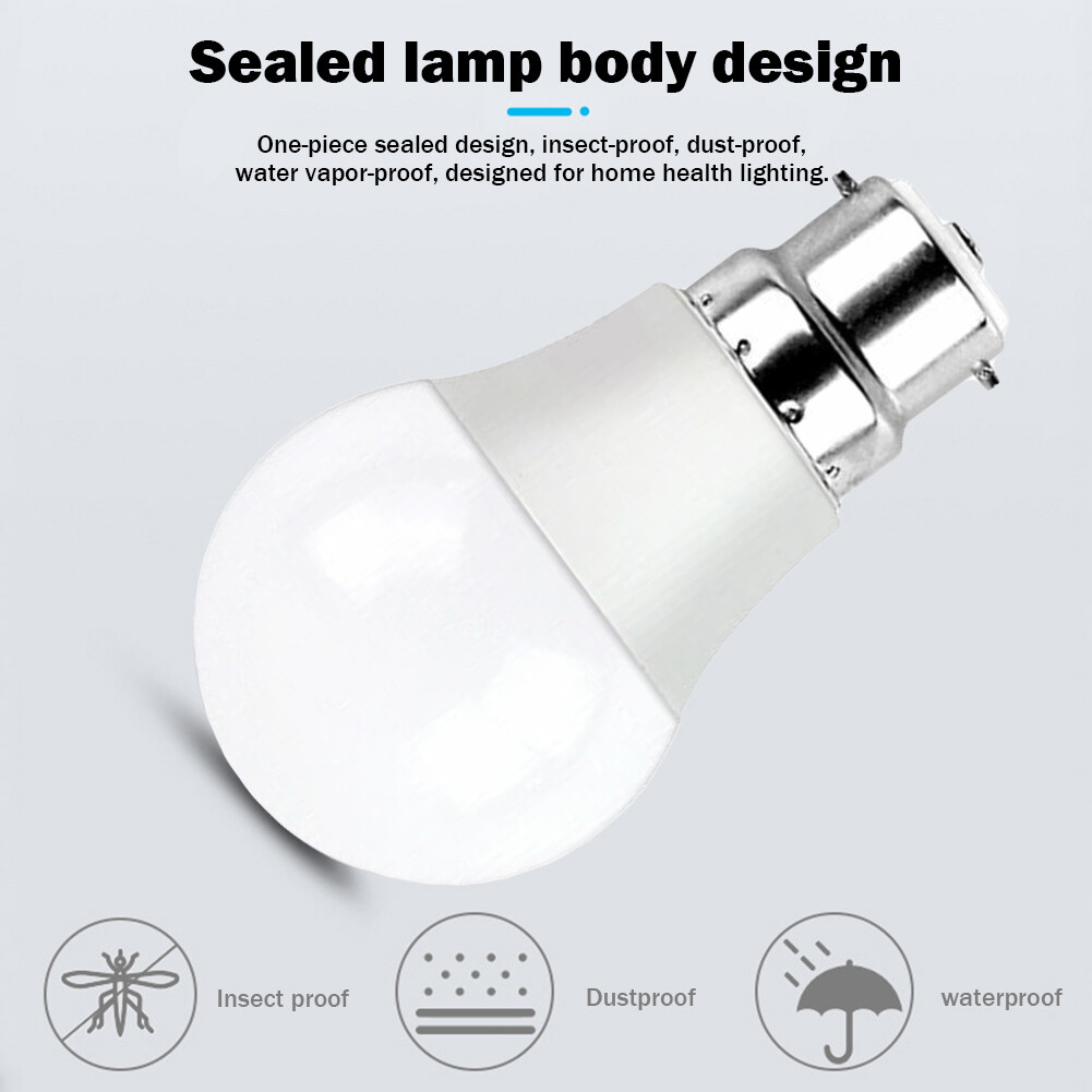 LED B22 Bulb Light 3000K/6500K for Bedroom (Cool White 6500K 3W (110V ...