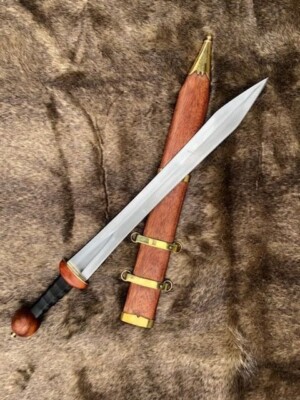HISTORICAL ROMAN MAINZ GLADIUS SWORD 30" HANDMADE C45 STEEL ROSE WOOD ...